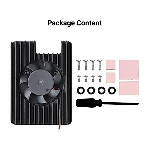 waveshare Cooling Fan for Raspberry Pi Compute Module 4 CM4, All-in-one Heatsink, PWM Speed Adjustable, 8000±10% RPM, Low Noise, with Thermal Tapes