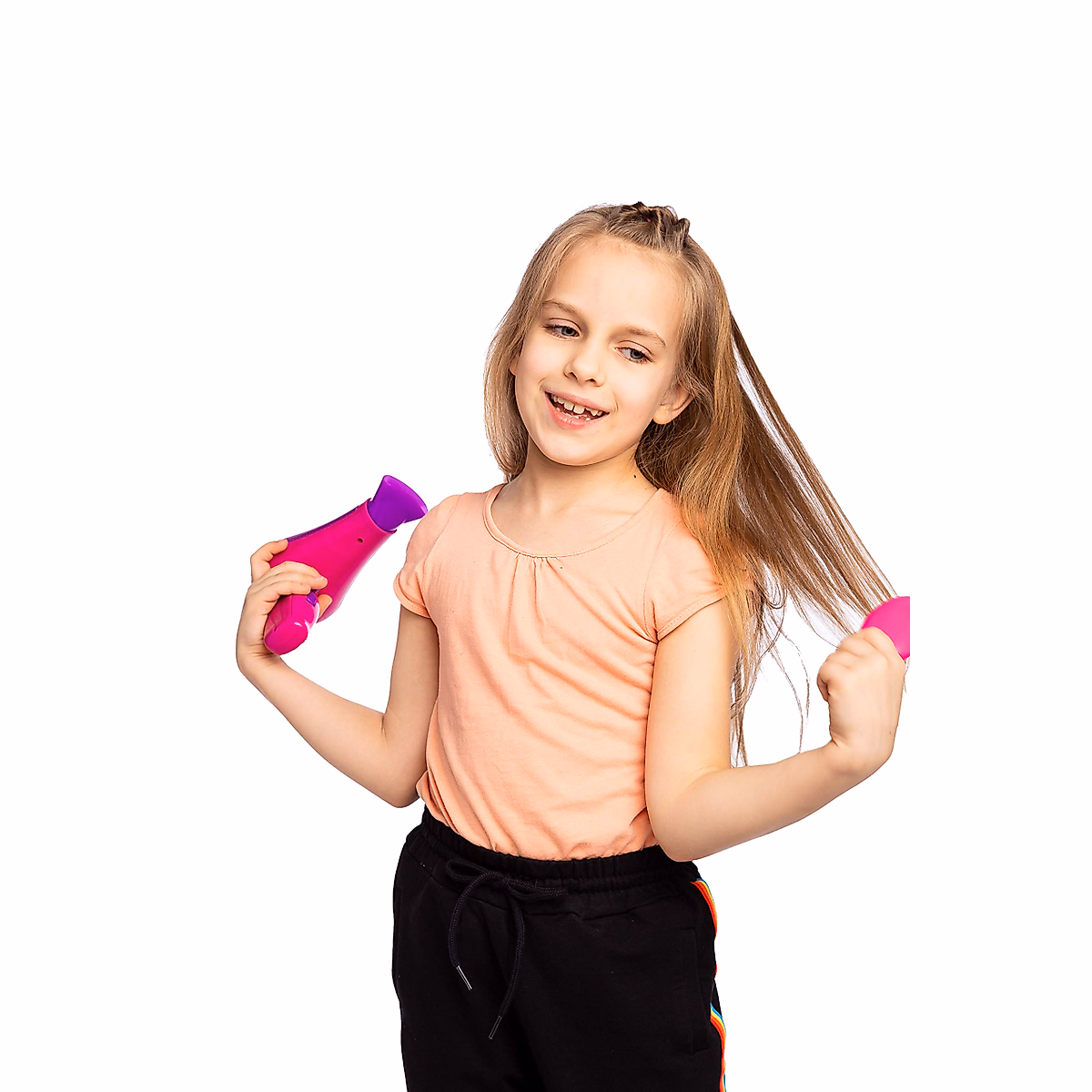 JOYIN 17Pcs Girls Beauty Salon Set, Pretend Play Doll Hair Stylist Toy Kit with Hairdryer, Mirror, Curling Iron and Other Accessories for Kids Toddler Fashion Cutting Makeup Party Favor, Birthday Gift