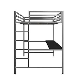 DHP Miles Metal Full Loft Bed with Desk, Silver