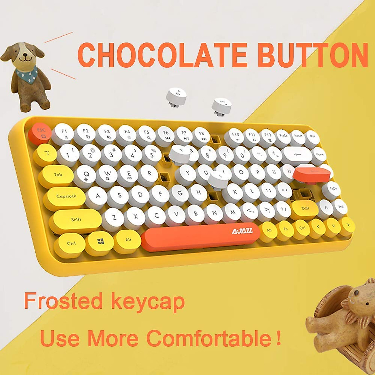 FELICON Wireless Bluetooth Keyboard Mini Portable 84-Key Keyboard Compatible with Android, Windows, PC, Tablet-Dark, Perfer for Home and Office Keyboards