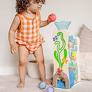 Melissa & Doug Rollables Wooden Ocean Slide Infant and Toddler Toy (5 Pieces) - FSC Certified