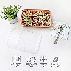 Bentgo Prep 2-Compartment Meal-Prep Containers with Custom-Fit Lids - Microwaveable, Durable, Reusable, BPA-Free, Freezer and Dishwasher Safe Food Storage Containers - 10 Trays & 10 Lids (Burgundy)