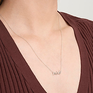 MORGAN & PAIGE Dainty Statement Necklace for Women, Sterling Silver Pendant with Cursive Letters, Everyday Jewelry, 16 inch with 2 inch Extender Chain