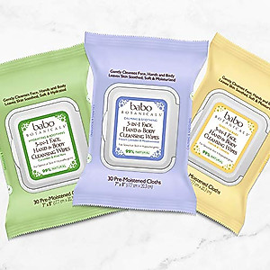 Babo Botanicals Swim & Sport 3-in-1 Face, Hand & Body Cleansing Wipes - with Natural Cucumber & Aloe Vera, Cucumber Aloe - For Babies, Kids or Extra Sensitive Skin - 30 ct