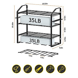 Venkuber Power Tool Organizer, Drill Holder Wall Mount, Garage Tool Organizers and Storage Heavy Duty Tool Shelf Rack