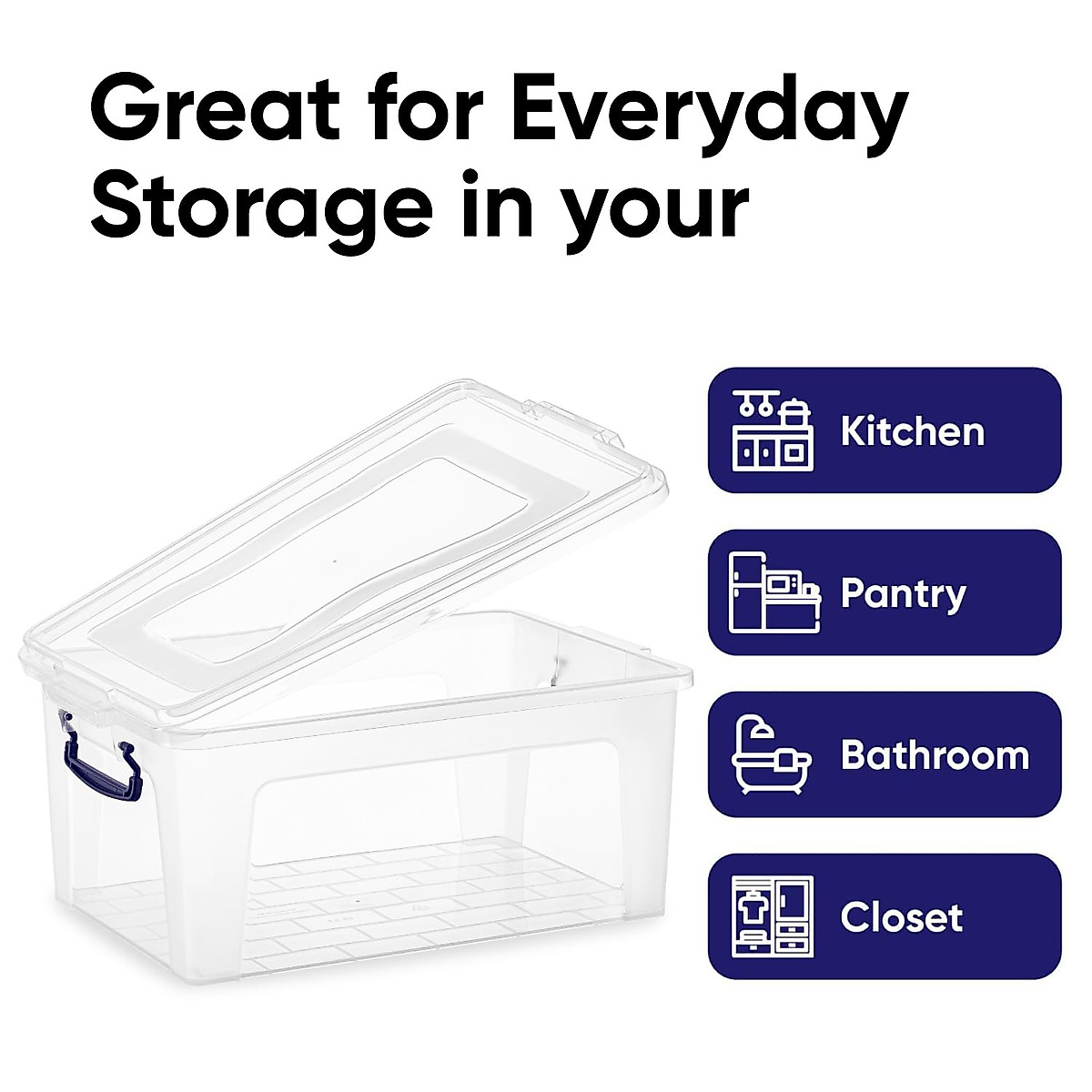 Superio Clear Storage Container with Lid, 16 Quart Plastic Bin for organization, Non-Toxic, BPA Free, Odor-Free, Stackable Latch Box organizer for Home, Dorm, Classroom, Garage, Closet (16 Quart)