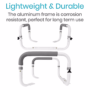 Vive Toilet Safety Rail - Adjustable Grab Bar - Compact Support Frame with Handrail for Bathroom Toilet Seat - Easy Installation for Handicap Senior Bariatrics, Elderly Balance - Padded Hand Armrest