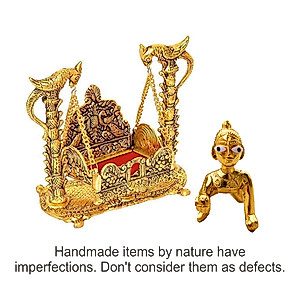 WC Jhula for Krishna Bal Gopal | Laddu Gopal Metal Swing & roli chawal tika combo |Baby Krishna Lord Krishna | Janmashtami Palna for Home Temple mandir-Janmashtami jhula Home décor,housewarming gift
