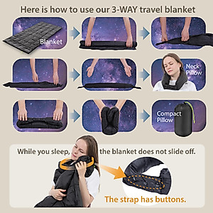 SMART TRAVEL Travel Products Compact Travel Blanket Pillow and Lumbar Cushion 3-Ways Airplane for Women and Kids Lightweight Alternative Down