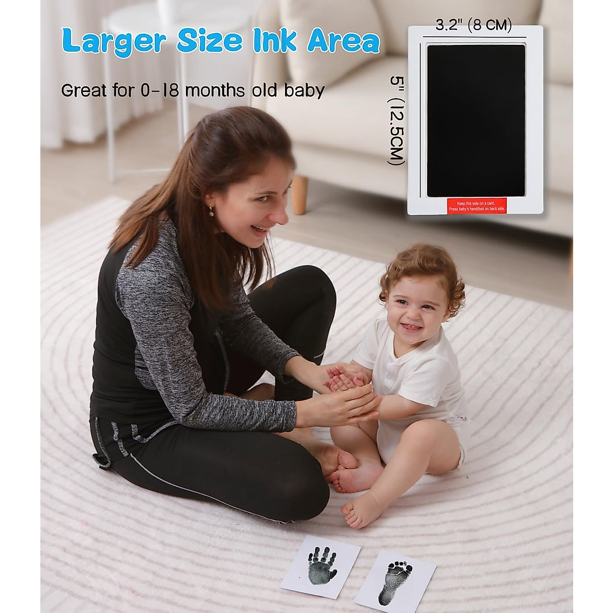 Zemiu Baby Handprint and Footprint XL Size Kit,2 Pcs Baby Handprint Ink Pads with Clean-Touch & 6 Imprint Cards Safe for Baby Keepsake,Pet Paw Print