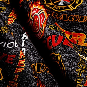 FireFighters Black Heather Print Logo, Fabric by the Yard