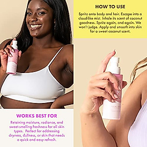 Kopari Coconut Spritz Mist, Hydrating Scented Body Spray, Moisturizing Body Oil Spray with 100% Organic Coconut Oil, Refreshing