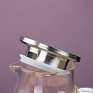 Kyraton Water Pitcher with Removable Lid 68oz/2.0L, Hot and Cold Beverages Clear Glass Pitcher, Easy Clean Heat Resistant Borosilicate Glass Jug for Tea Cafe Lemonade Milk Juice