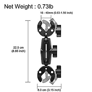 Taisioner Double Mount Clamp Bracket Monitor Magic Socket Arm for Desk Photo Studio Light Stand, Photography Reflector, Photo Boom Stand, Cross Bars, Umbrella, Pole Stick Shoot Accessories Tools