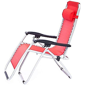 Lightweight Folding Deck Chair Zero Gravity Chair Lounge Chair Patio Recliner Folding Outdoor Adjustable Lawn Chair With Headrest Pillow One Size Sun Lounger Garden Chairs (Color, Size : One size)