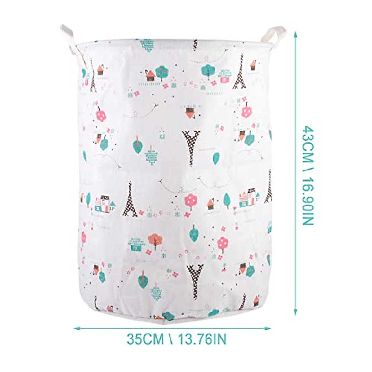 2pcs Cotton Home Style Bin Organizer Baby Folding Dirty Room Saving with Buck Hamper Basket Living Double Foldable Bucket Clothes Handles Container Round