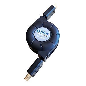 Tera Grand Premium 4K High-Speed HDMI 2.0 Retractable Cable, Extends up to 4.25 feet - Supports 4K Ultra HD, 3D, ARC, HDR, and Ethernet Channel