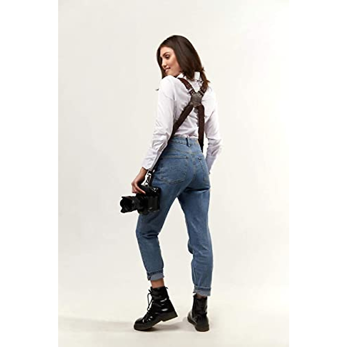 Camera Strap Accessories for Two-Cameras – Dual Shoulder Leather Harness – Multi Camera Gear for DSLR/SLR ProInStyle strap by Coiro