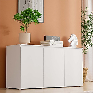 Cozy Castle Buffet Cabinet with Storage, Coffee Bar Cabinet with 3 Doors and Adjustable Shelf, Kitchen Buffet Sideboard for Living Room, Kitchen, 47.15" L x 24.65" H x 15.75" W, White