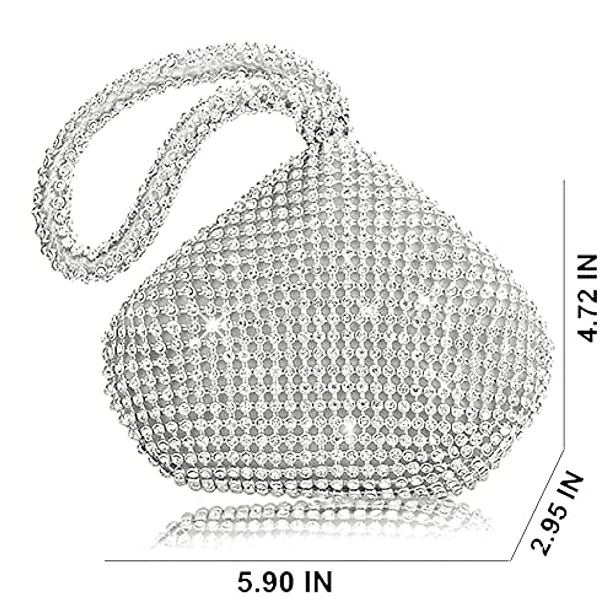 Vistatroy Women's Evening Bag Sparkly Rhinestone Purse Triangle Designer Chain Clutch Purse Bag Party Prom Wedding Purse(A Silver)