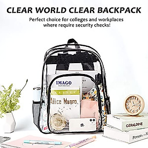 Clearworld Large Clear Backpack,Heavy Duty PVC Transparent Backpack,See Through Bookbag with Reinforced Strap for College Work Travel