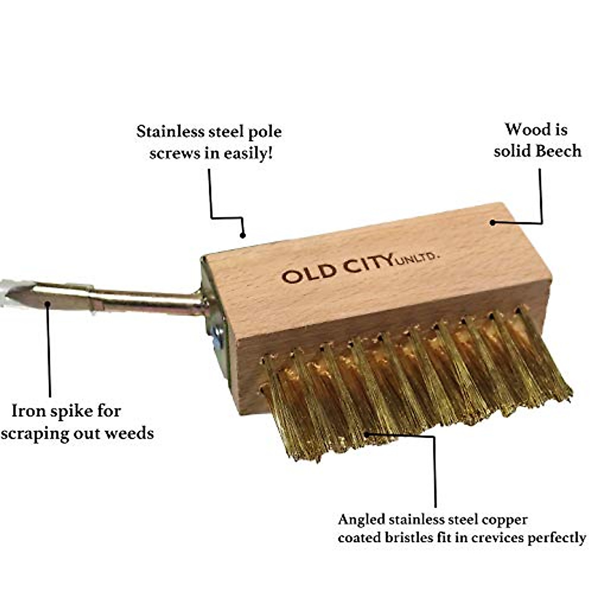 Moss Removal Deck Crevice Tool- Grout Brush Cleaner Wire Brush with Scraper, Decking Cleaner Remover for Cracks. Paver Cleaning for Bricks, Flagstone, Concrete, Pavements,Hoe