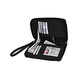 Mundi Jacqui Vegan Leather RFID Womens Crossbody Cell Phone Purse Holder Wallet ((Black))