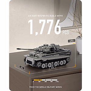 Nifeliz Tiger Heavy Tank, WW2 Armed Tank Building Set, Military Construction Model Toy for Teen Gift Giving (1776 Pieces)