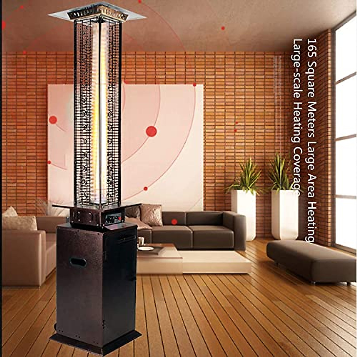 YAOJIA Outdoor heaters for Patio Square Gas Heater W/Wheels, 13KW Outdoor Propane Liquefied Gas Heaters, Household Commercial Quartz Tube Heater, Garden Heat Lamp Stove