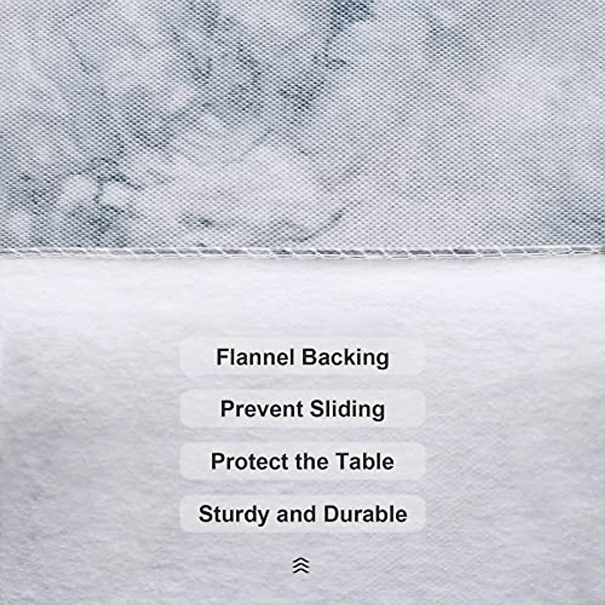 Vonabem 100% Waterproof Rectangle PVC Tablecloth, Vinyl Table Cloth Cover with Flannel Backing Oil Spill Proof Wipeable Table Cloths for Indoor Outdoor (Gray Marble,52X70IN)