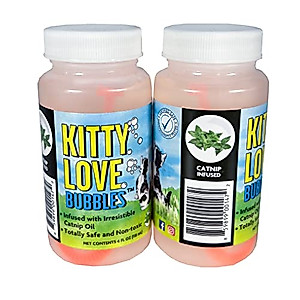 Kitty Love Bubbles: 2 Pack 4oz Bottles of Catnip Scent Bubbles for Cats, Non-Toxic and Allergen-Free, Bring Out Your Cat's Inner Hunter with Hours of Fun and Exercise