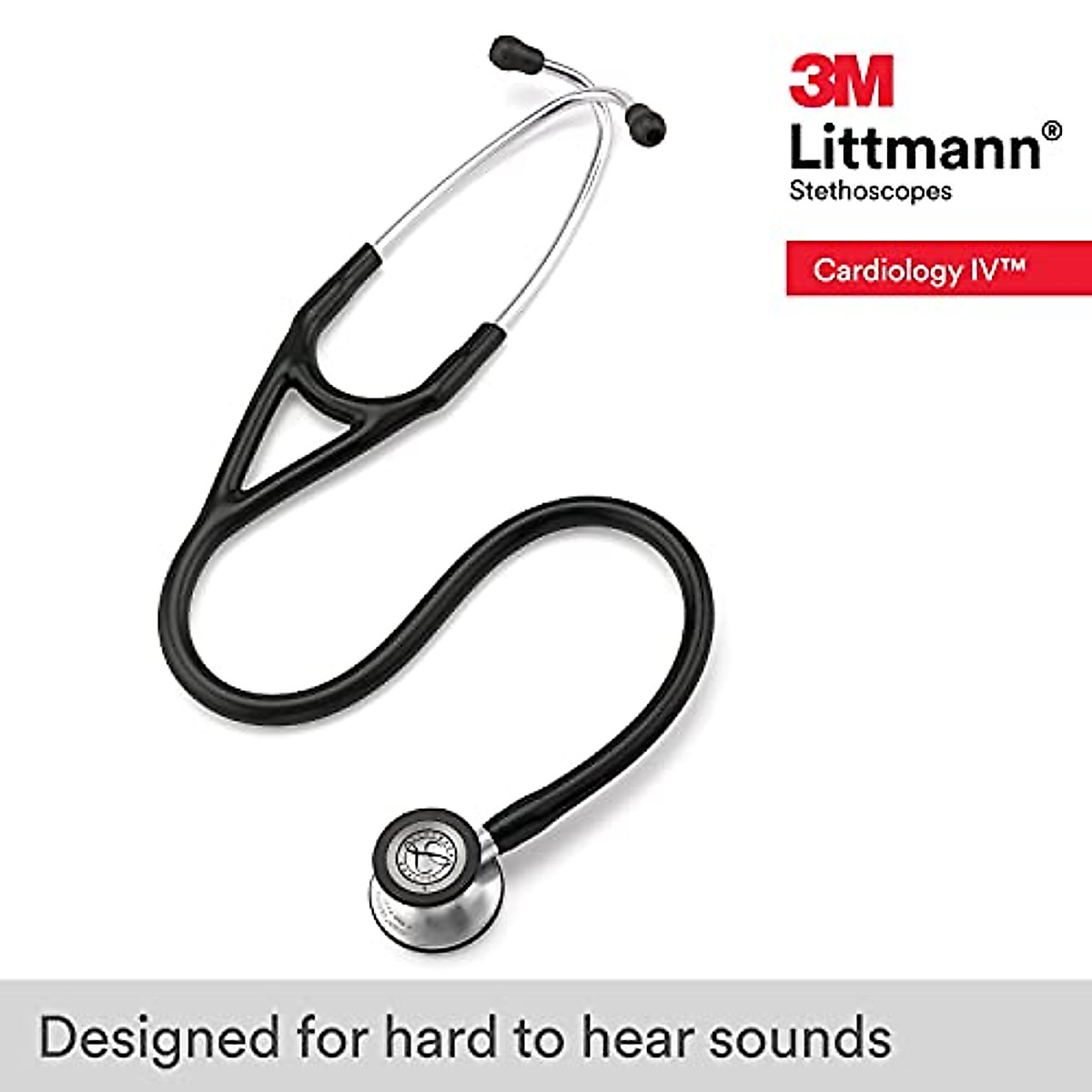 3M Littmann Cardiology IV Diagnostic Stethoscope, 6151, More Than 2X as Loud*, Weighs Less**, Stainless Steel Chestpiece, 22" (Shorter Length) Black Tube