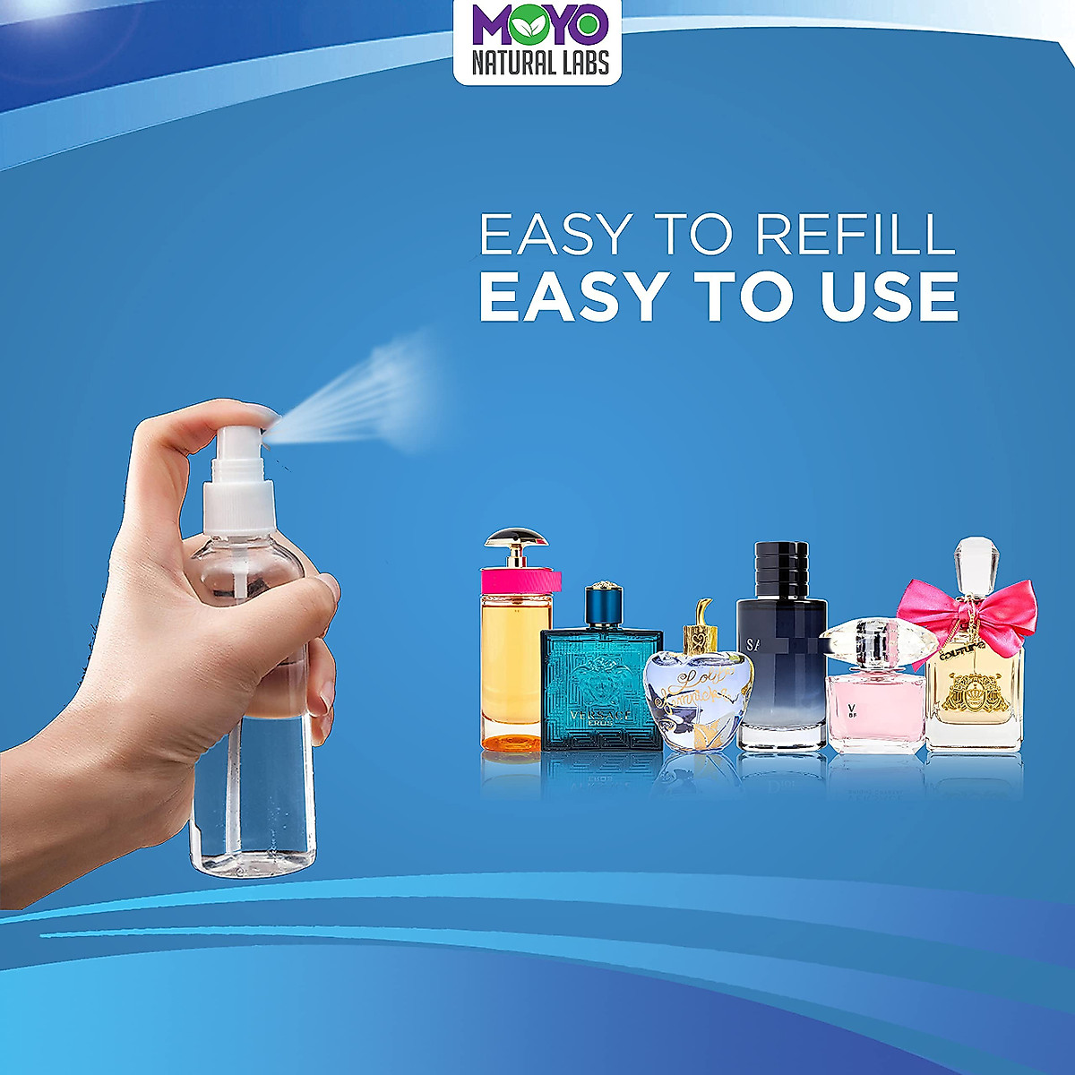 MoYo Natural Labs 4 Oz Fine Mist Spray Bottles Empty Travel Containers, Bpa Free Hdpe Plastic for Essential Oils & Liquids/Cosmetics (neck 20-410) (Pack Of 12, Translucent Hdpe White Spray)