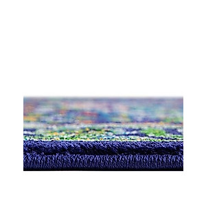 Unique Loom Calypso Collection Area Rug - Trinidad (4' x 6' Rectangle, Navy Blue/ Green)