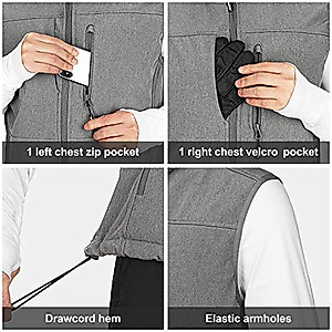 Outdoor Ventures Men's Running Vest Outerwear, Lightweight Windproof Fleece-Lined Softshell Sleeveless Jacket for Golf