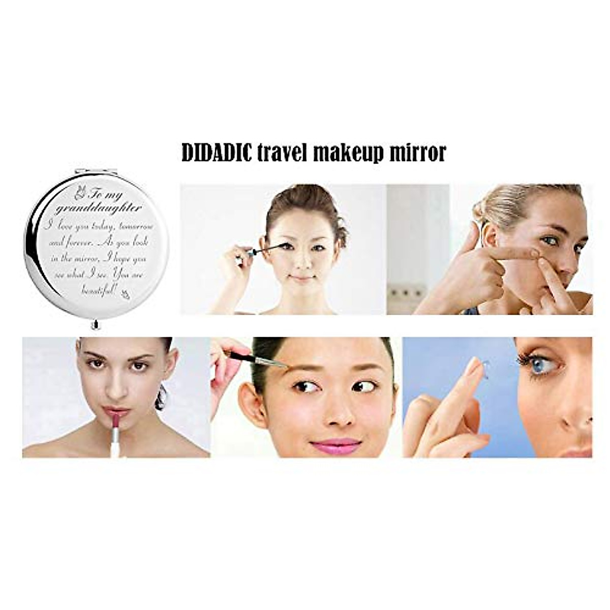 DIDADIC Tabletop Mount Granddaughter Gifts from Grandma and Grandpa, to My Granddaughter Makeup Mirror for Birthday Graduation Christmas