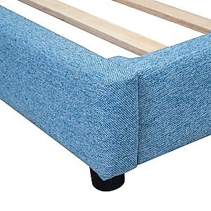 Modern Design Full Size Upholstered Daybed with USB Ports,Wood Fabric Corner Platform Bed Frame with Slat Support,Easy Assembly,No Box Spring Needed