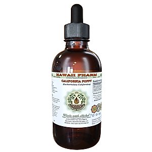 Hawaii Pharm California Poppy Alcohol-FREE Liquid Extract, Organic California Poppy (Eschscholzia Californica) Dried above-Ground Part Glycerite Natural Herbal Supplement 2 oz