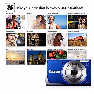 Canon PowerShot A2600 IS 16.0 MP Digital Camera with 5x Optical Zoom and 720p Full HD Video Recording (Blue)