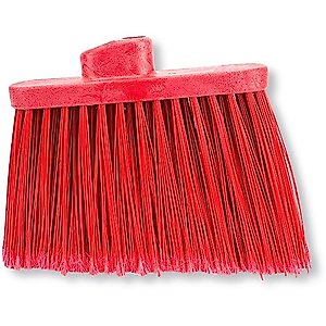SPARTA Plastic Broom Head, Angled, Flagged for Small Debris Indoor, Outdoor, Home, Restaurant, Lobby, Office, 12 Inches, Red (Pack of 12)