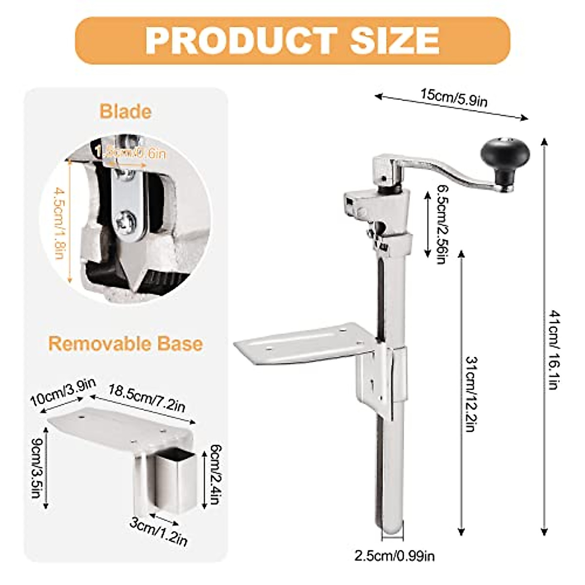 Commercial Can Opener Heavy Duty Manual Table Can Opener Industrial Manual Can Opener With Plated Steel Base for Restaurant Large Cans (Medium)