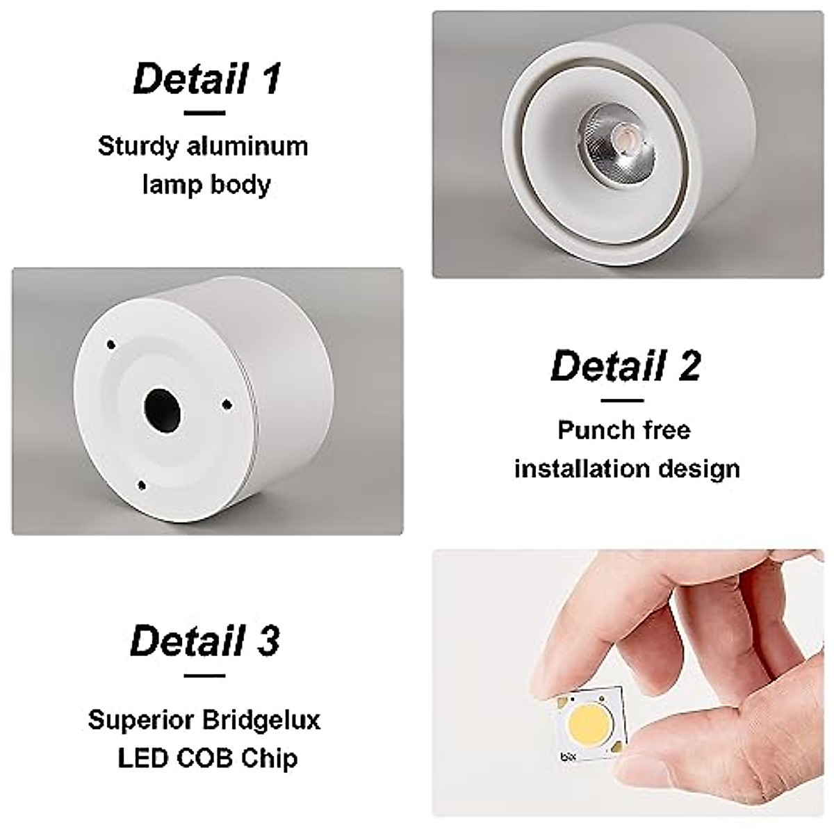 3.9" LED COB Ceiling Spotlight Indoor,7W 3000K Dimmable Warm White Directional Accent Light Fixture,White Aluminum Spot Light for Hallway Corridor Gallery Display Kitchen Living Room and Bedroom
