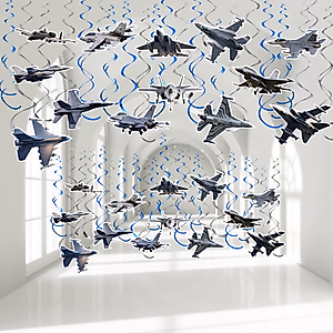 26 Pieces Airplane Hanging Swirl Decoration Hanging Swirls Supplies Cool Plane Hanging Swirl Streamers Aircraft Ceiling Streamer for Kids Birthday Baby Shower Party