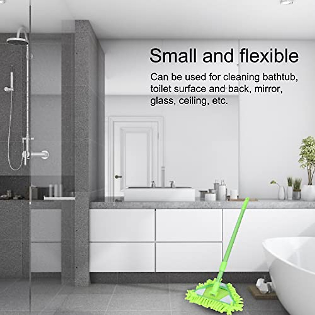 Extendable Mop 180 Degree Rotatable Triangular Cleaning Mop - Floor Cleaner, Glass Cleaner, and Versatile Cleaning Tool for Home, Wall, Ceiling, and Floors