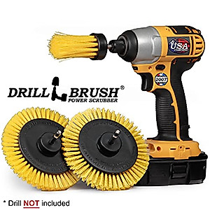 Tile and Grout Cleaning Drill Brush Set - 3 Pack Drill Brush Power Scrubber Cleaning Brush Yellow Medium Stiffness - Shower Floor Scrub Brush for Drill - Bathroom Scrub Brush for Drill