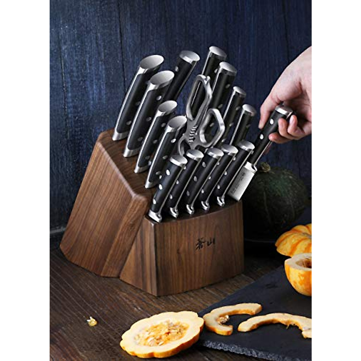 Cangshan S Series 1024043 German Steel Forged 17-Piece Knife Block Set, Walnut