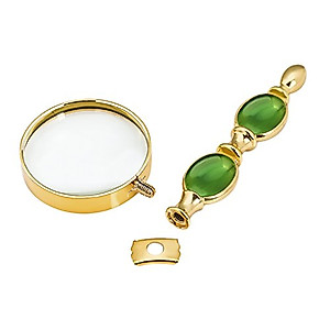 Handheld Magnifying Glass, 8X Magnifier Glass with Gold-Plated Frame - Elegant Reading Magnifying Glass, Light Weight Magnifier for Seniors Reading, Soldering, Inspection, Coins, Jewelry