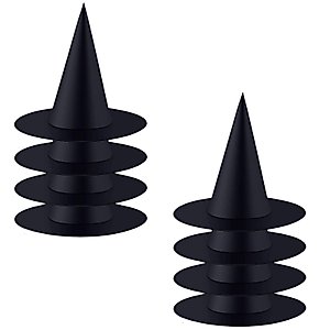 CROOT 8 Pieces Witch Hats Decorations, Halloween Costume for Hanging Witchs Hats Theme Decoration or Halloween Party Cosplay Holiday Hat,Black Witch Hat