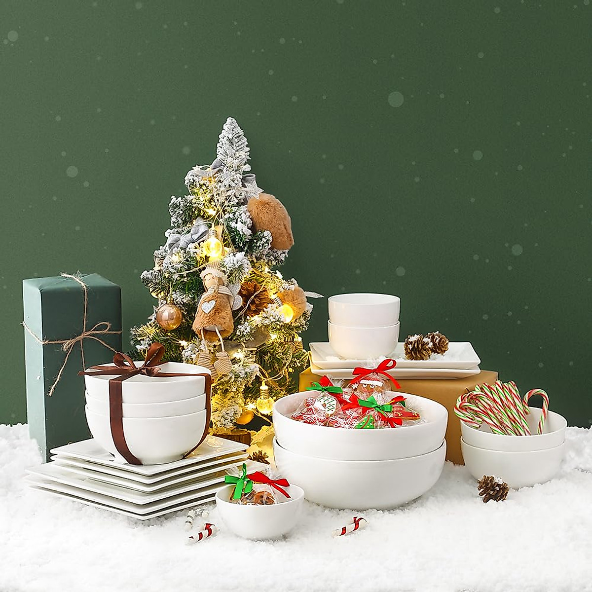 DOWAN Ceramic Soup Bowls, Cereal Bowl, 22 Ounce Bowls Set, Chip Resistant, Dishwasher & Microwave Safe, Porcelain Bowls for Kitchen, White Bowls for Cereal Soup Rice Pasta Salad Oatmeal, Set of 4