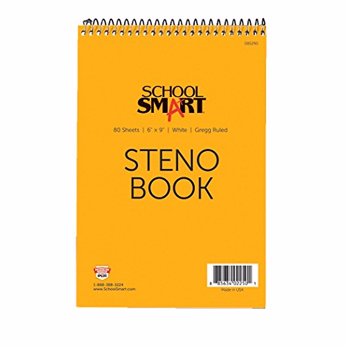 School Smart Gregg Ruled Steno Notebook, 6 X 9 in, 80 Sheets, White